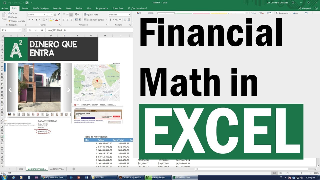 Easy Intro to Financial Math in Excel - Pt 1 Home Mortgage example ...