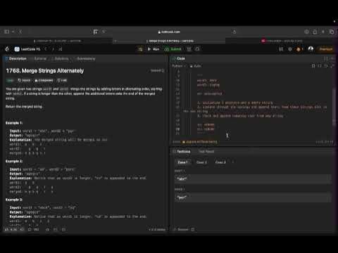 LEETCODE 75 | 1768. Merge String Alternately | Best approach - YouTube