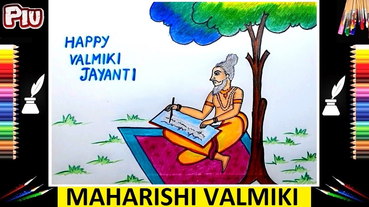Valmiki Drawing Step By Step For Beginners | How To Draw Maharishi ...