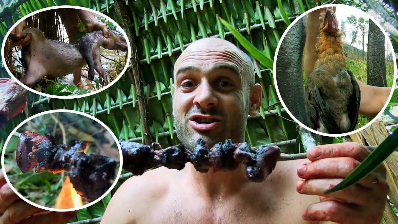 Survive In The Jungle, This Man Hunted A Pig, He Made All The Meat Into ...
