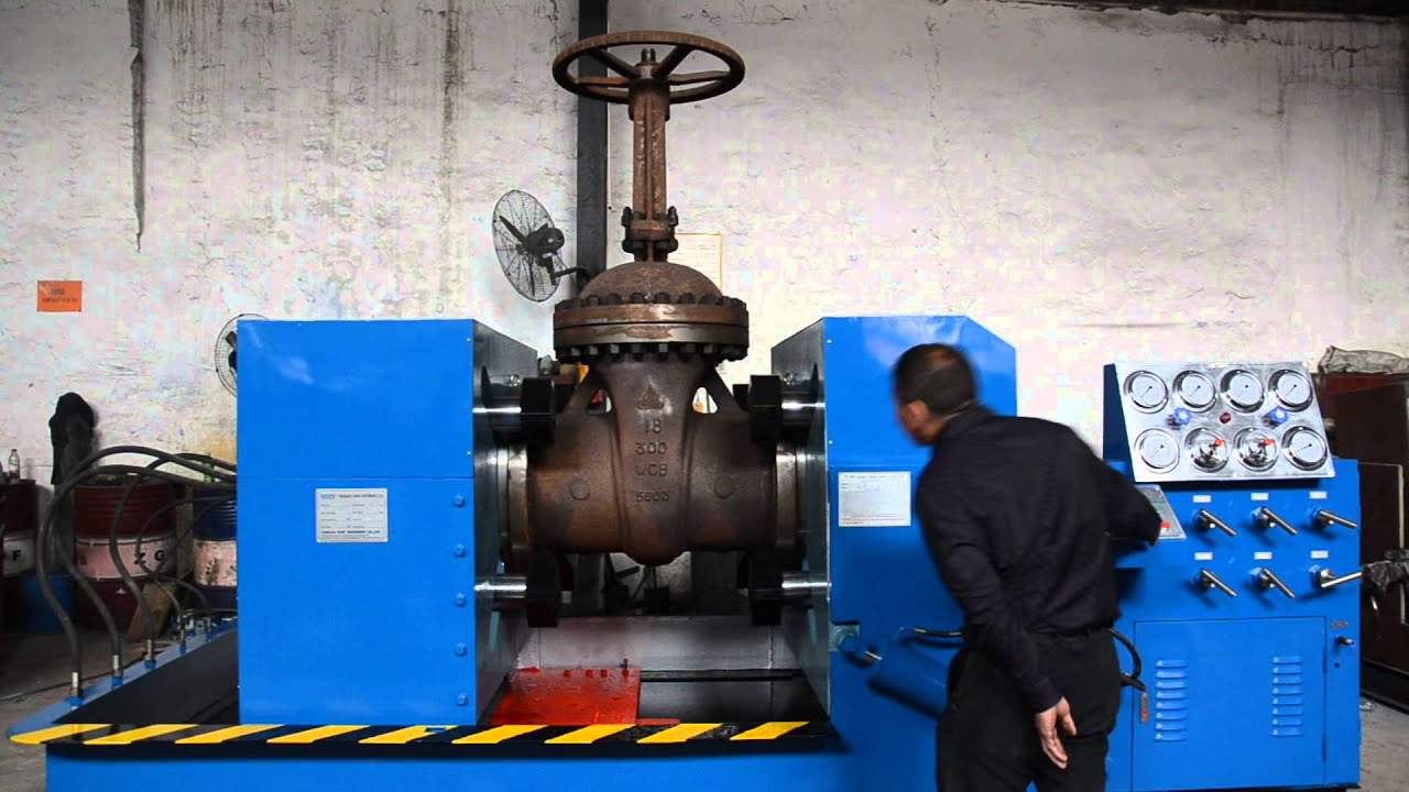 YFJ-B VALVE TEST BENCH WITH GATE VALVE CLAMPED - YouTube