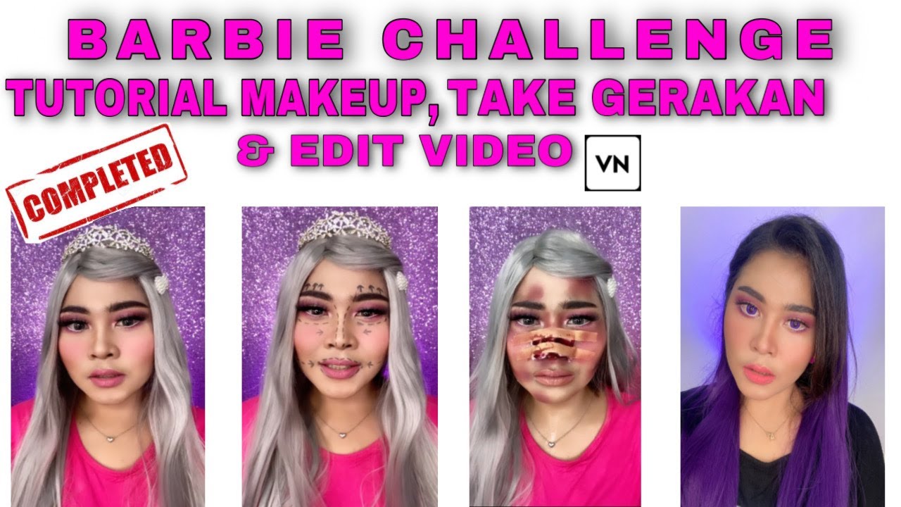 CARA EDIT VIDEO BARBIE CHALLENGE | TUTORIAL MAKEUP BARBIE CHALLENGE ...