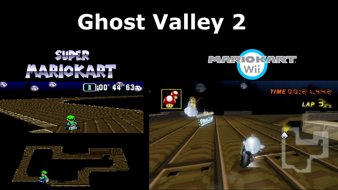 Ghost Valley 2 Super Mario Kart and Wii Comparison - YouTube