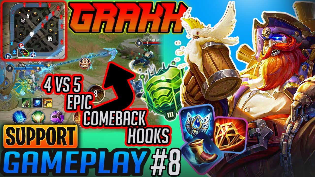 AOV | Arena of Valor | Grakk Support Full Gameplay |😎Epic Comeback ...