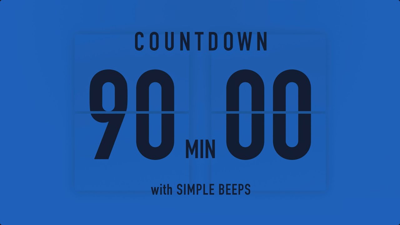 90 Minutes Countdown Flip Timer / + Cymbal + 5 Min Left Alert💥 - YouTube
