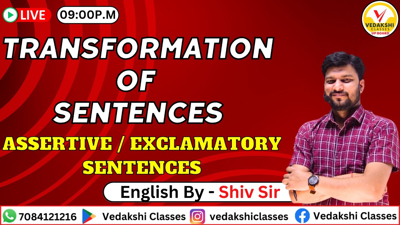 L-1 | Transformation of Sentences | (Assertive / Exclamatory Sentences ...