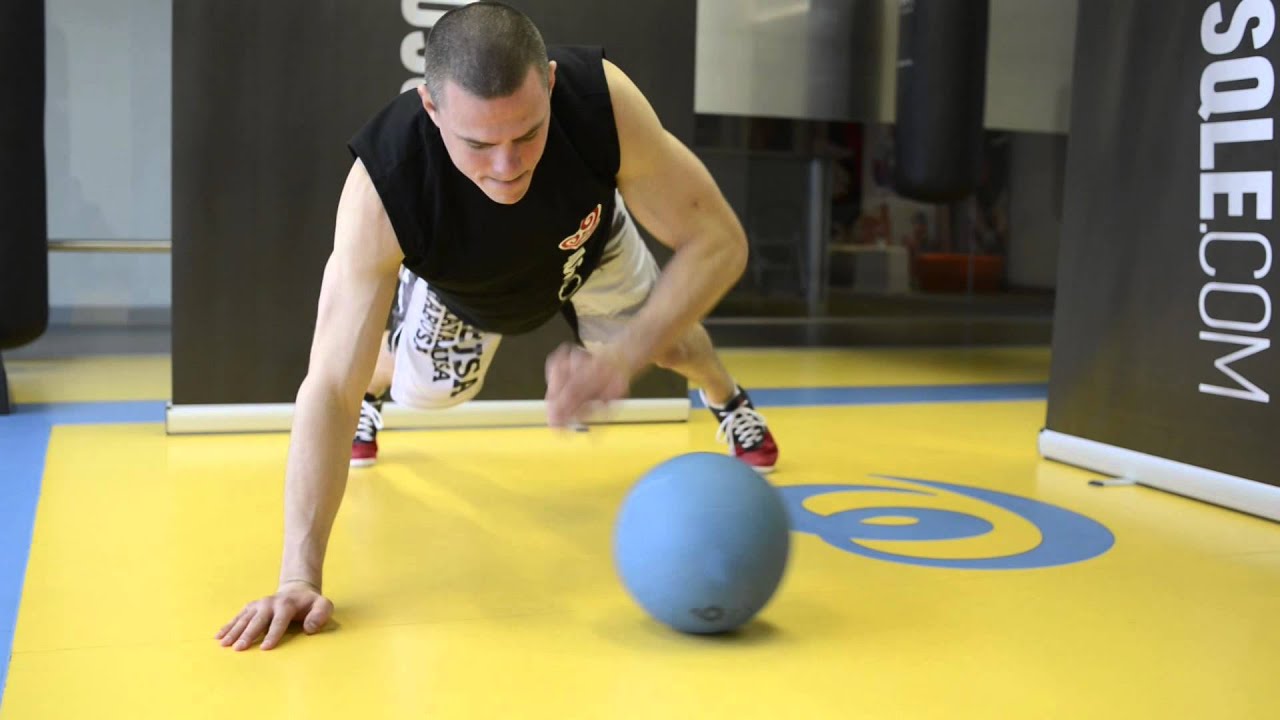 Asymmetrical push ups on medicine ball - YouTube