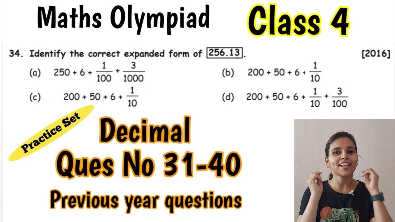 Math Olympiad Class 4 | Decimal Ques no 31-40 | IMO Class 4 Previous Year Questions |Class 4 ...