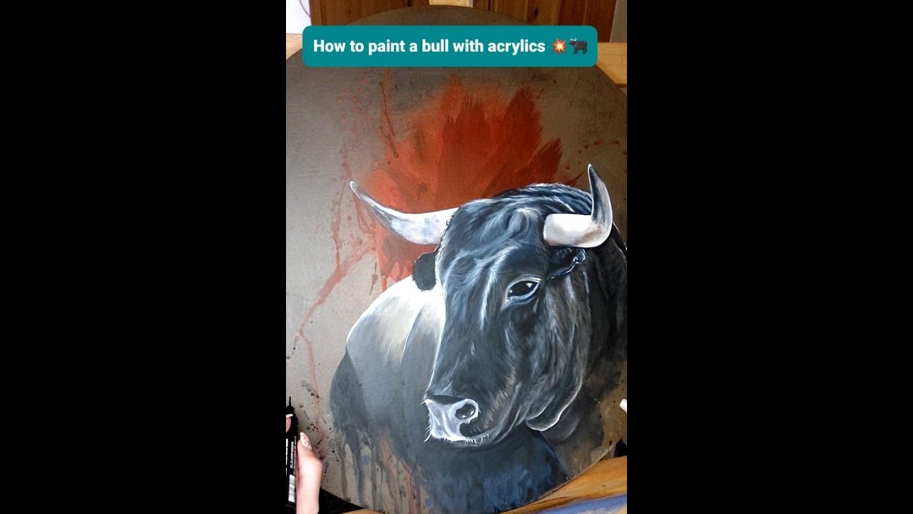 Bull painting 🐃 / Acrylic on canvas / From start to finish 🎨 - YouTube