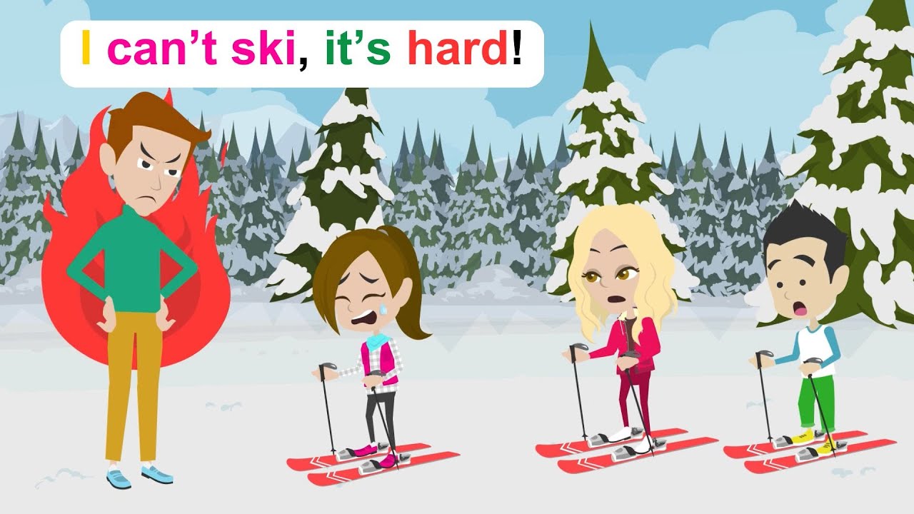 Ella can't ski - Simple English Story - Ella English - YouTube