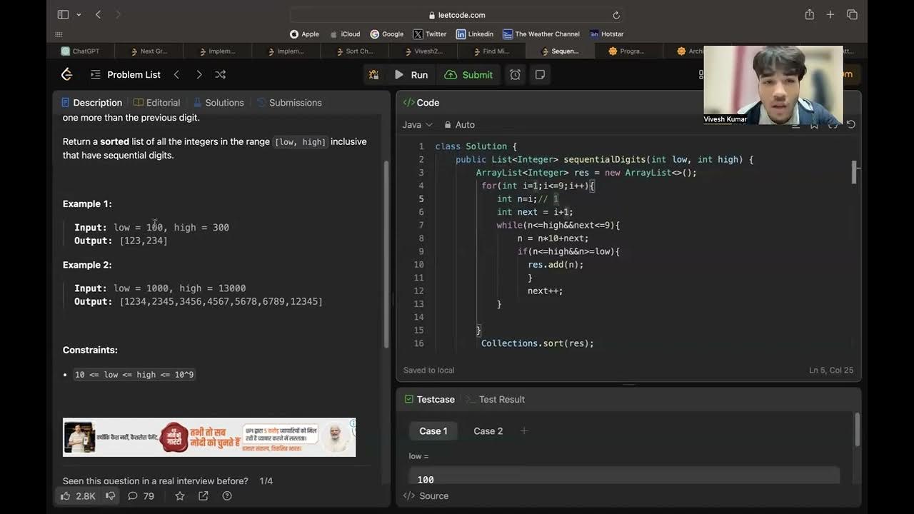 1291. Sequential Digits || java - YouTube