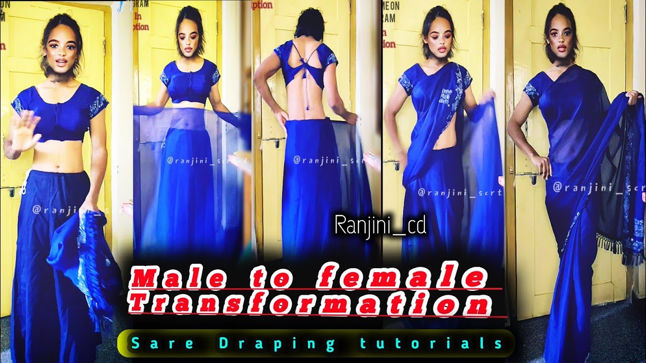 Blue sare Draping tutorial video/cross dresser sissy boy/ Male to ...