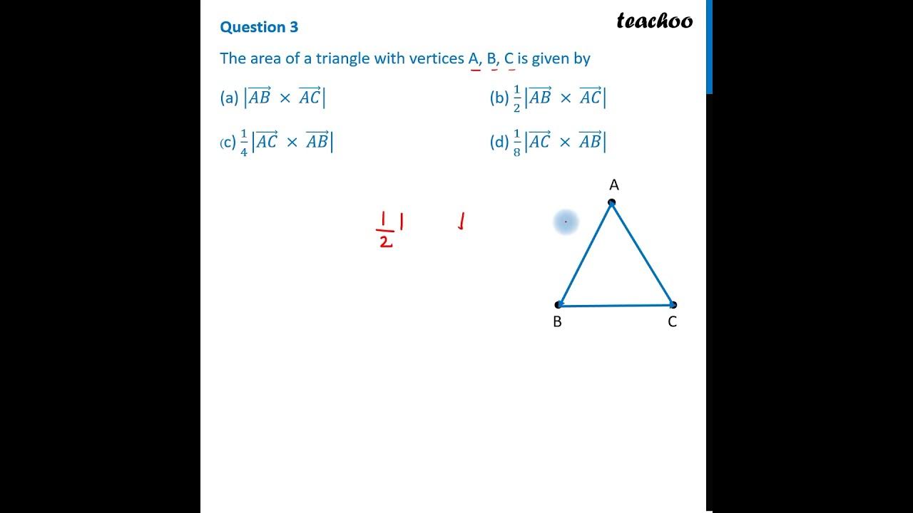 [Class 12 - MCQ] The area of a triangle with vertices A, B, C is given - Teachoo - YouTube