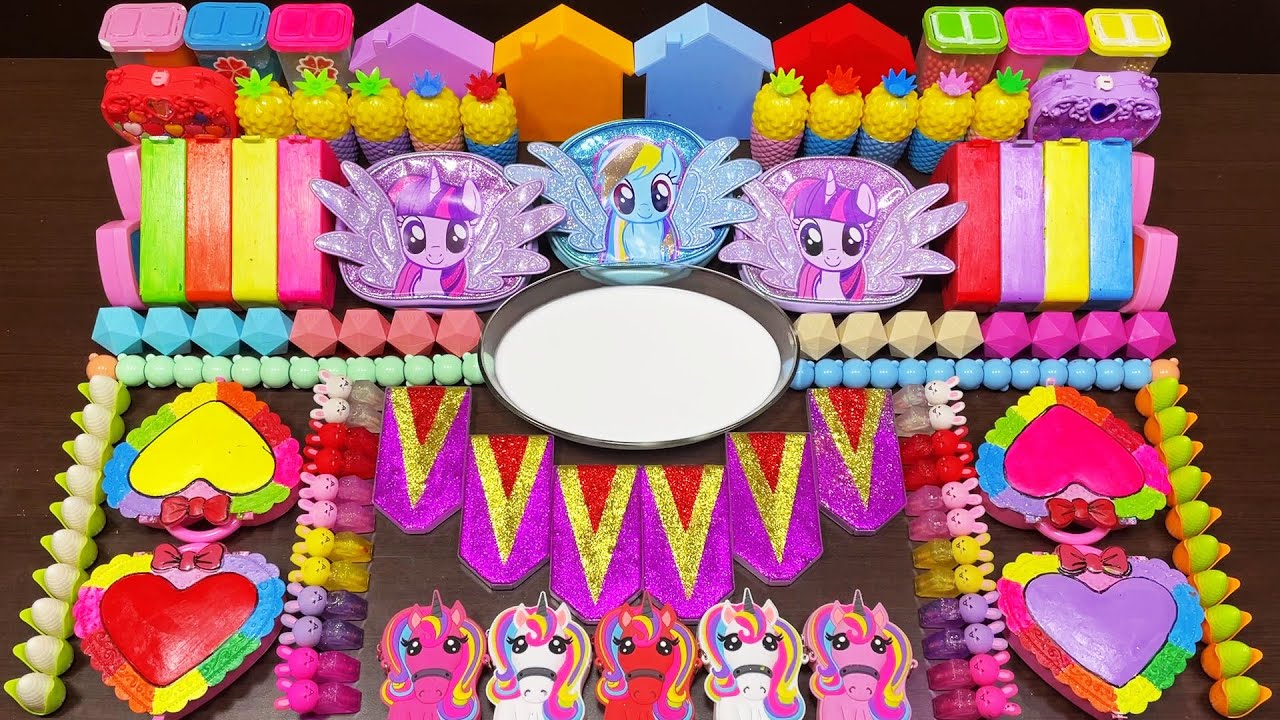 My Little Pony Slime ! Mixing Random Things Into Glossy Slime #1235 ...