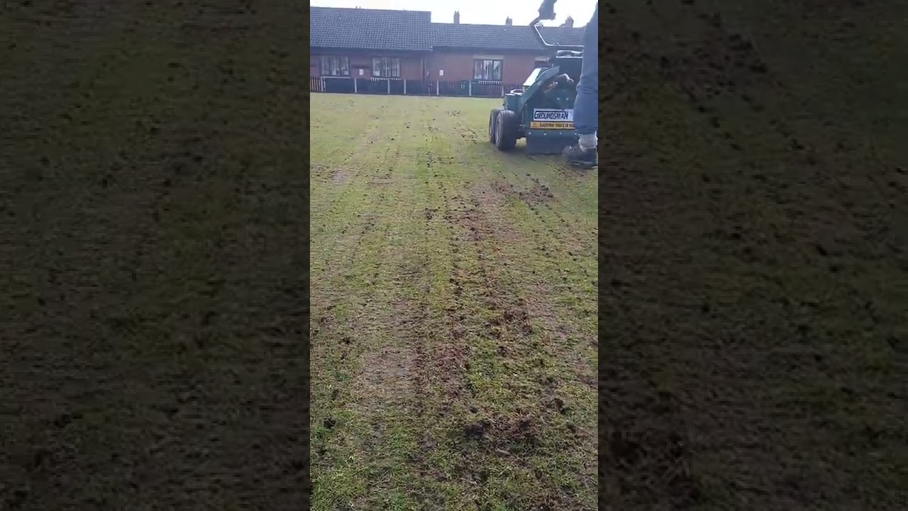 Solid-Tine Aeration at Atherstone Grove Bowls Club - YouTube