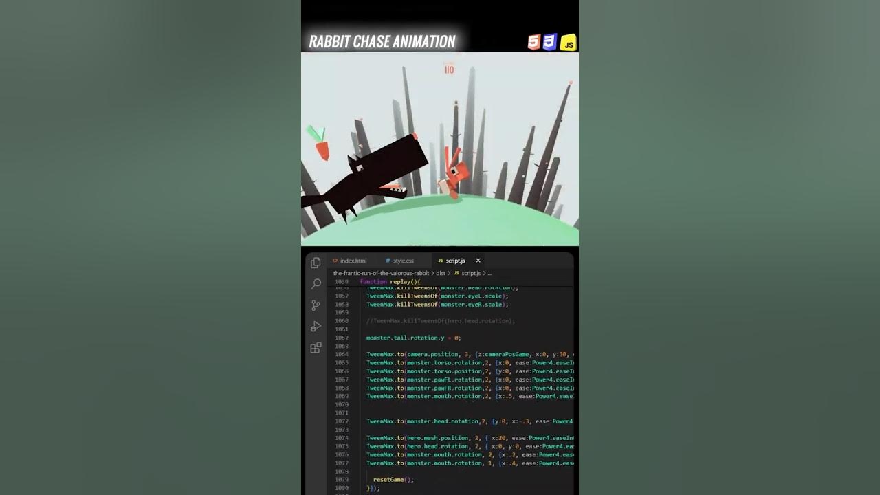 Rabbit Chase Animation! #programming #html #css #js #code #web #shorts #viralshorts - YouTube