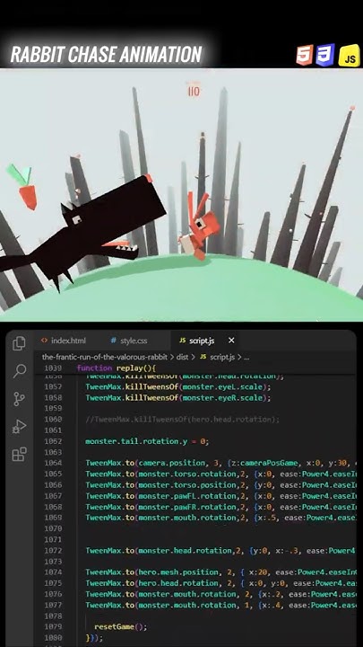 Rabbit Chase Animation! #programming #html #css #js #code #web #shorts #viralshorts - YouTube