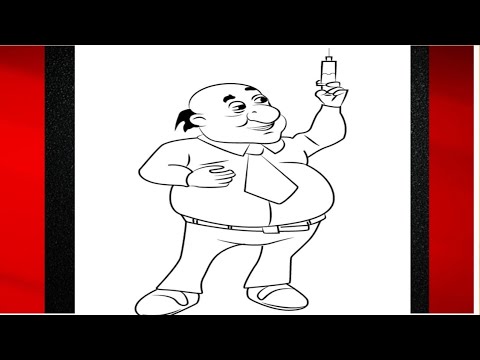 How To Draw Dr Jhatka from Motu Patlu|Easy to draw Dr jhatka |Learn to ...