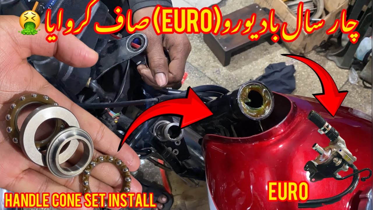 Honda 125 Handle Cone Set replacement | bike wheel alignment | oil and ...