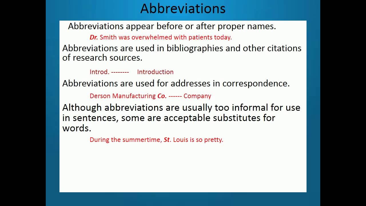 Abbreviations, Acronyms, and Numbers - YouTube