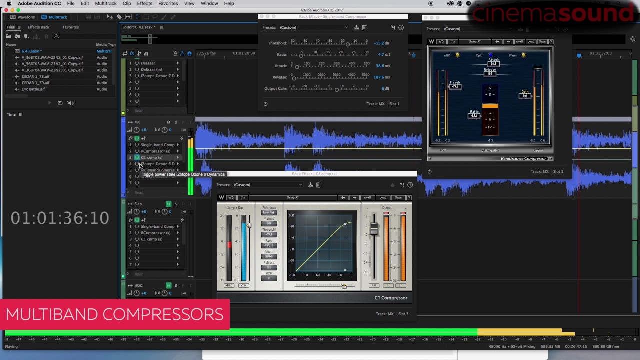 Cinema Sound: Audition, Waves Renaissance and C1 Compressor Shootout! - YouTube