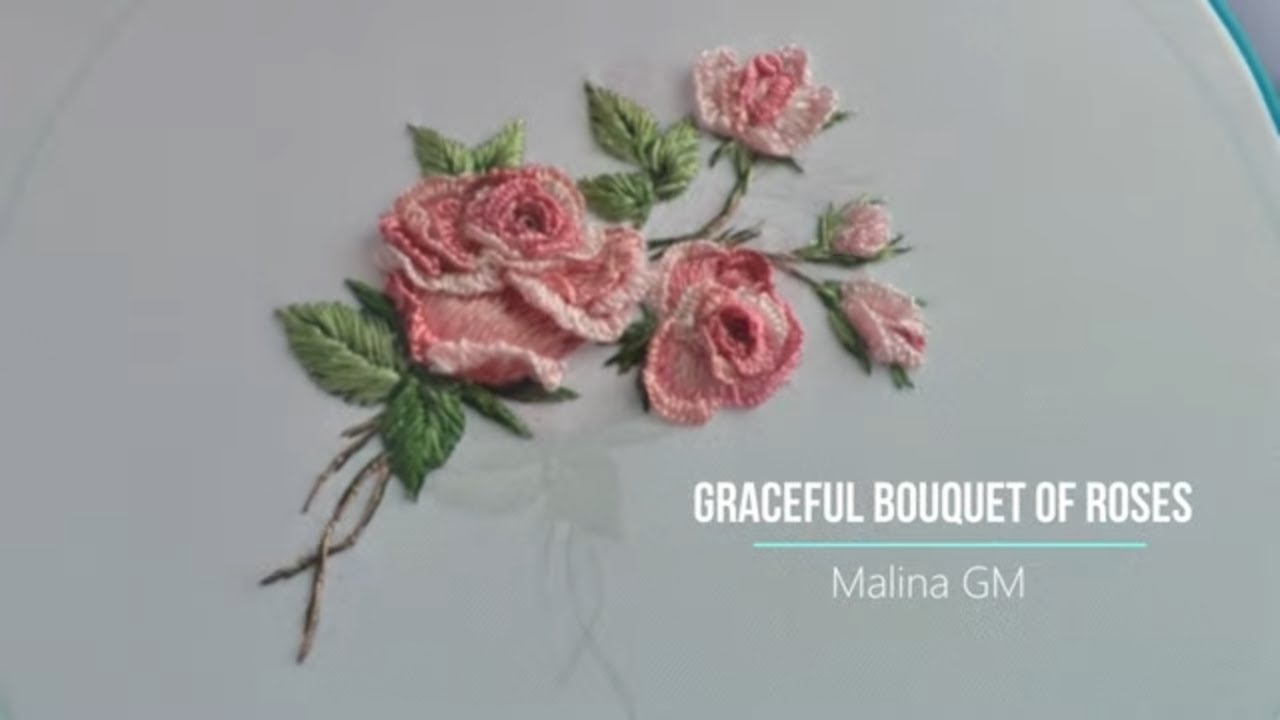 3D Roses Magic Cast on Stitch : Rose Embroidery Graceful bouquet of ...