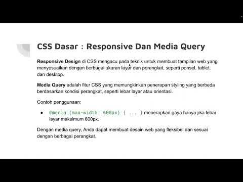 CSS Dasar : Responsive dan Media Query - YouTube