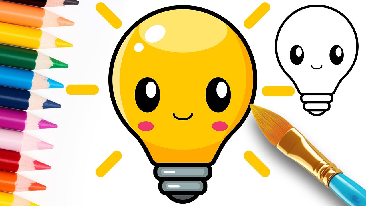 💡How to Draw a Cute Light Bulb Easy for Kids and Toddlers - YouTube