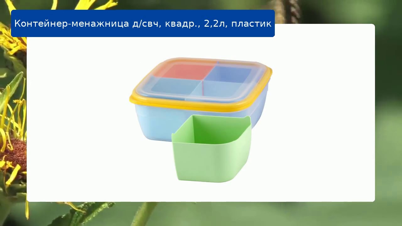 Контейнер-менажница д/свч, квадр., 2,2л, пластик обзор - YouTube