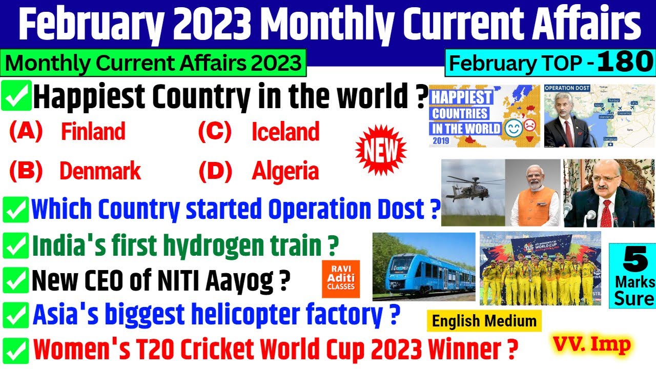 February 2023 Monthly Current affairs English | Current Affairs 2023 ...