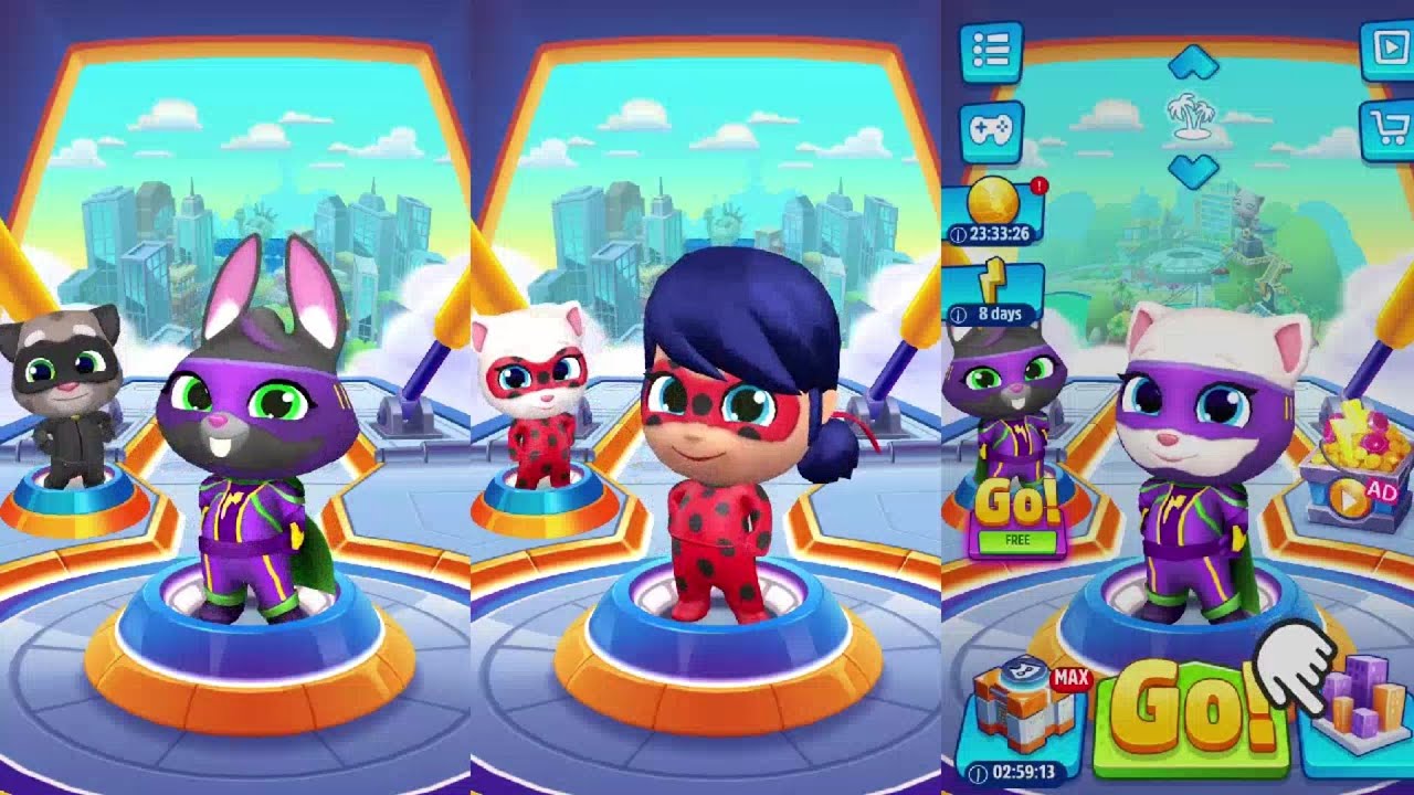 Talking Tom Hero Dash Becca Sparkles vs Ladybug vs Lightning Angela vs ...