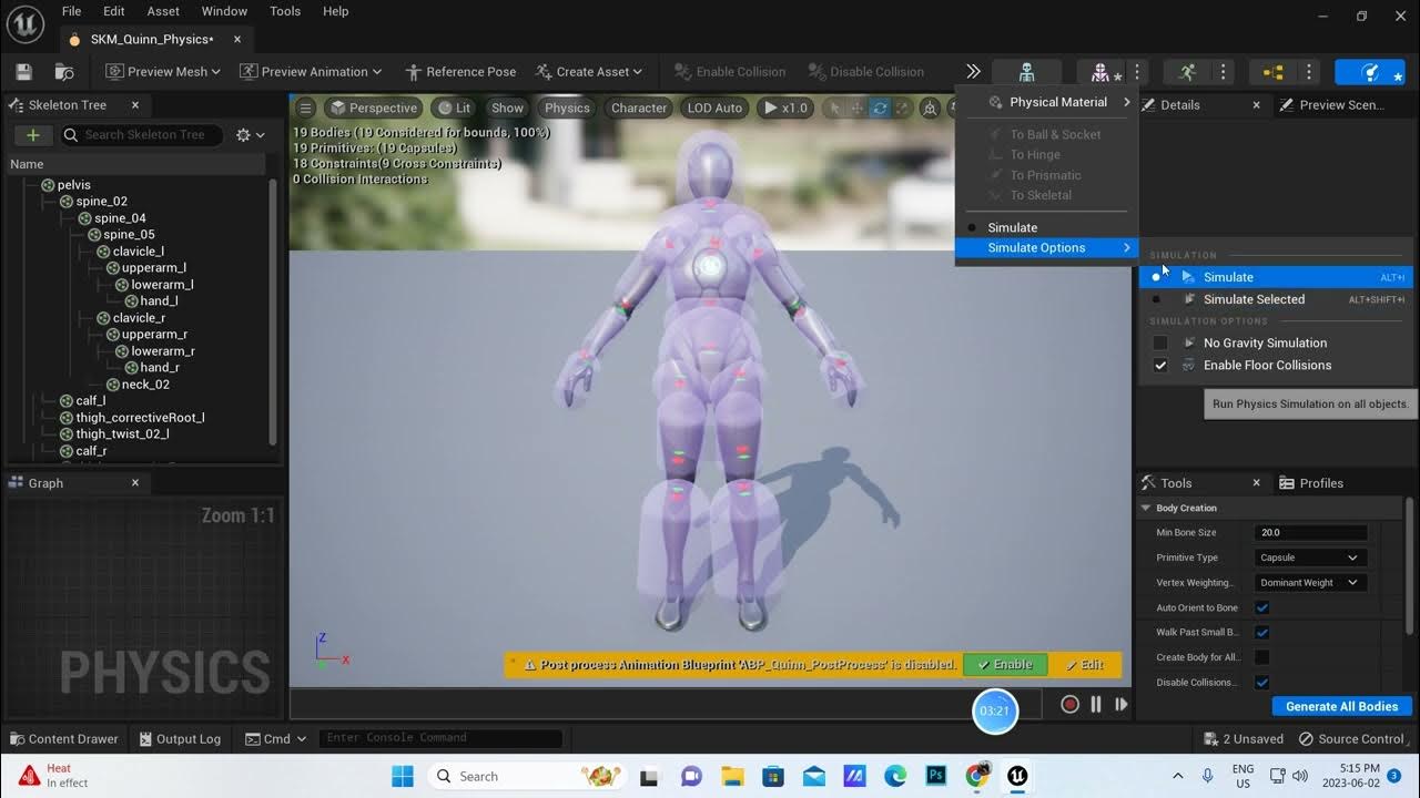 Unreal Engine 5 tutorial: How To Add Ragdoll Physics in blueprint.虚幻5教程：机器人蓝图摔倒物理特性动态 - YouTube