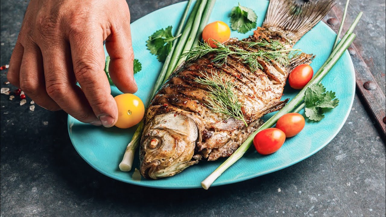 Crispy Carp Fish with Herb Sauce 🐟 - YouTube