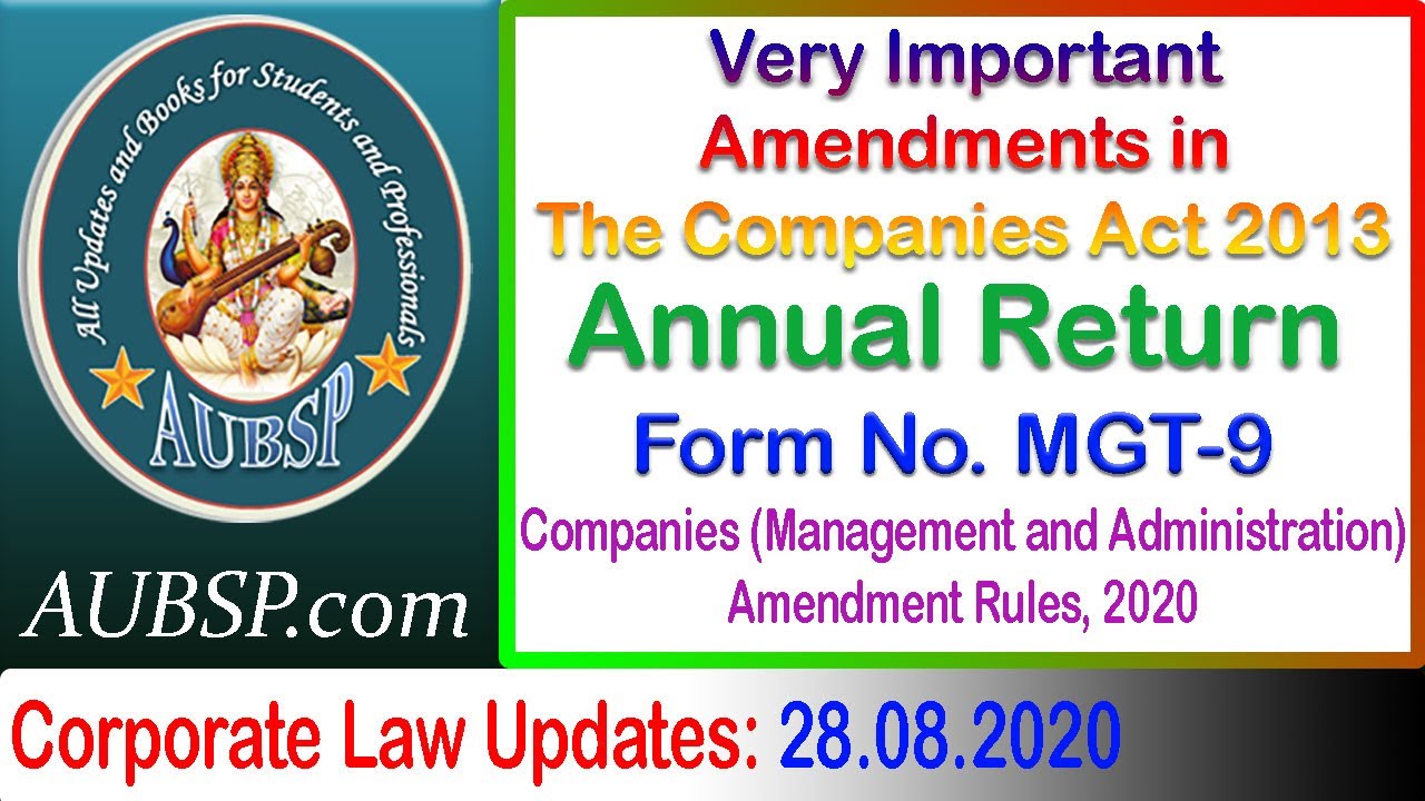 Amendments for Annual Return MGT-9 Board Report IFSC Company and ...