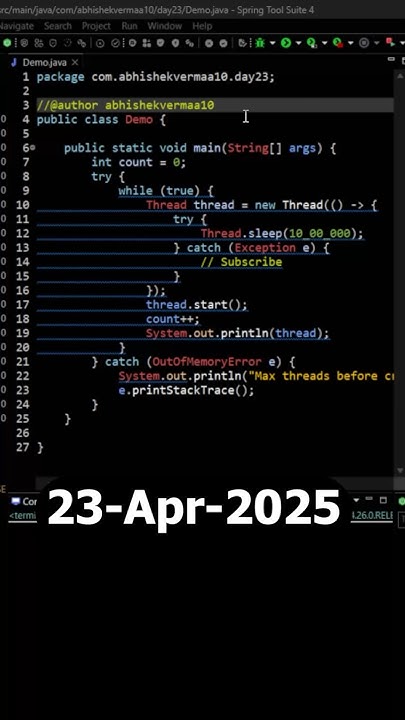 Day-113: I Spawned Infinite Threads in Java… 💻💀 (Don’t Try This!) #shorts #java - YouTube