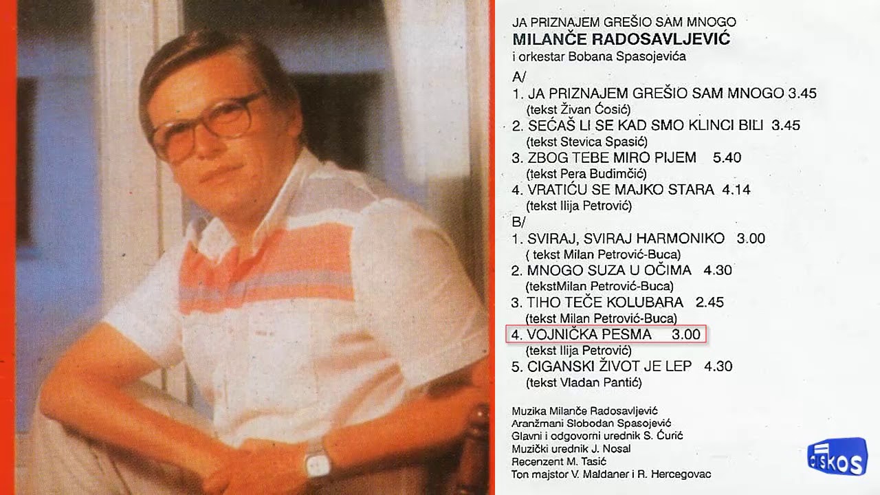 Milance Radosavljevic - Vojnicka pesma - (Audio 1986) - YouTube