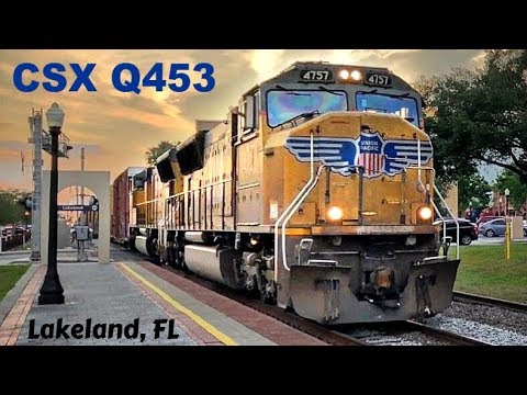 UP SD70Ms lead CSX Q453 through Lakeland! - YouTube