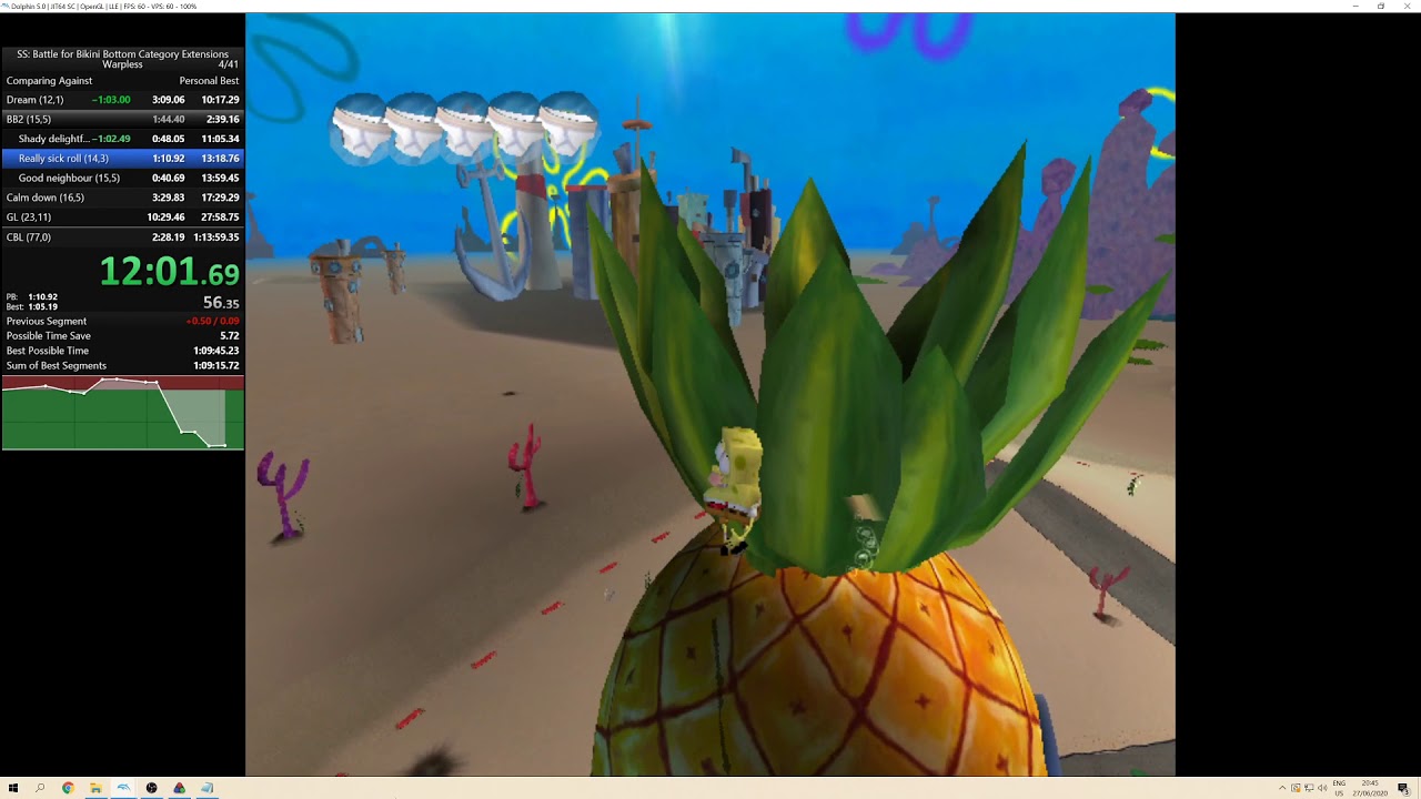 Spongebob Squarepants: Battle for Bikini Bottom speedrun Warpless Any% 1:11:09.60 GCN [emu ...