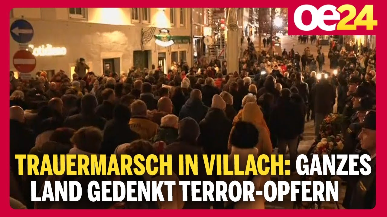 Trauermarsch in Villach: Ganzes Land gedenkt Terror-Opfern - YouTube