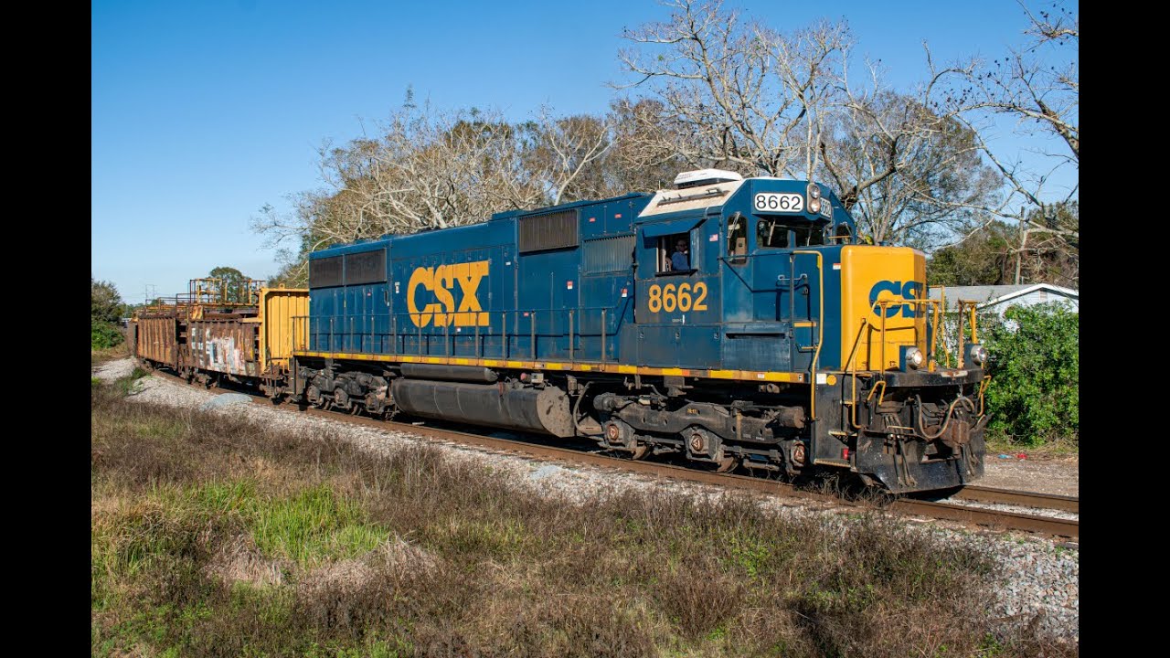 CSX Loaded Rail Train w/ CSX SD50-3 8662 arrives at Winston, FL - YouTube