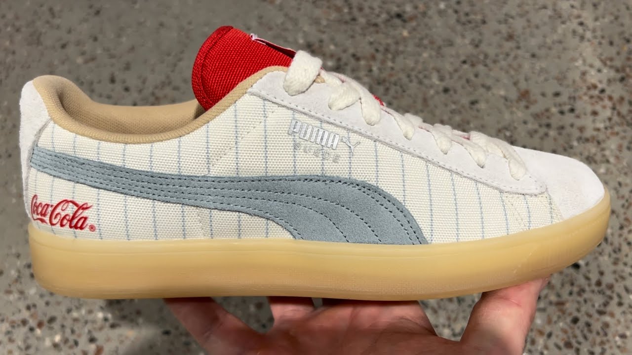 Puma Suede Coca Cola White Shoes - YouTube