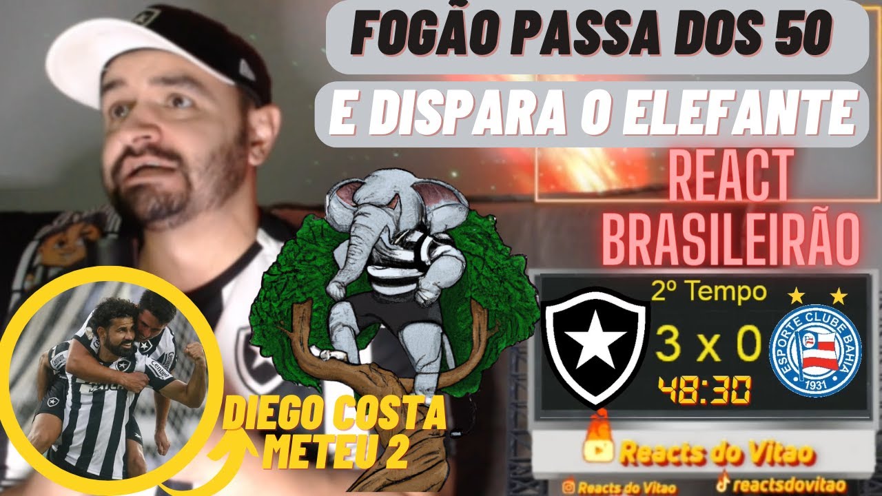 REACT | BOTAFOGO 3 X 0 BAHIA - 100% EM CASA - DIEGO COSTA DESENCANTOU - FOGUETE NÃO TEM RÉ - YouTube