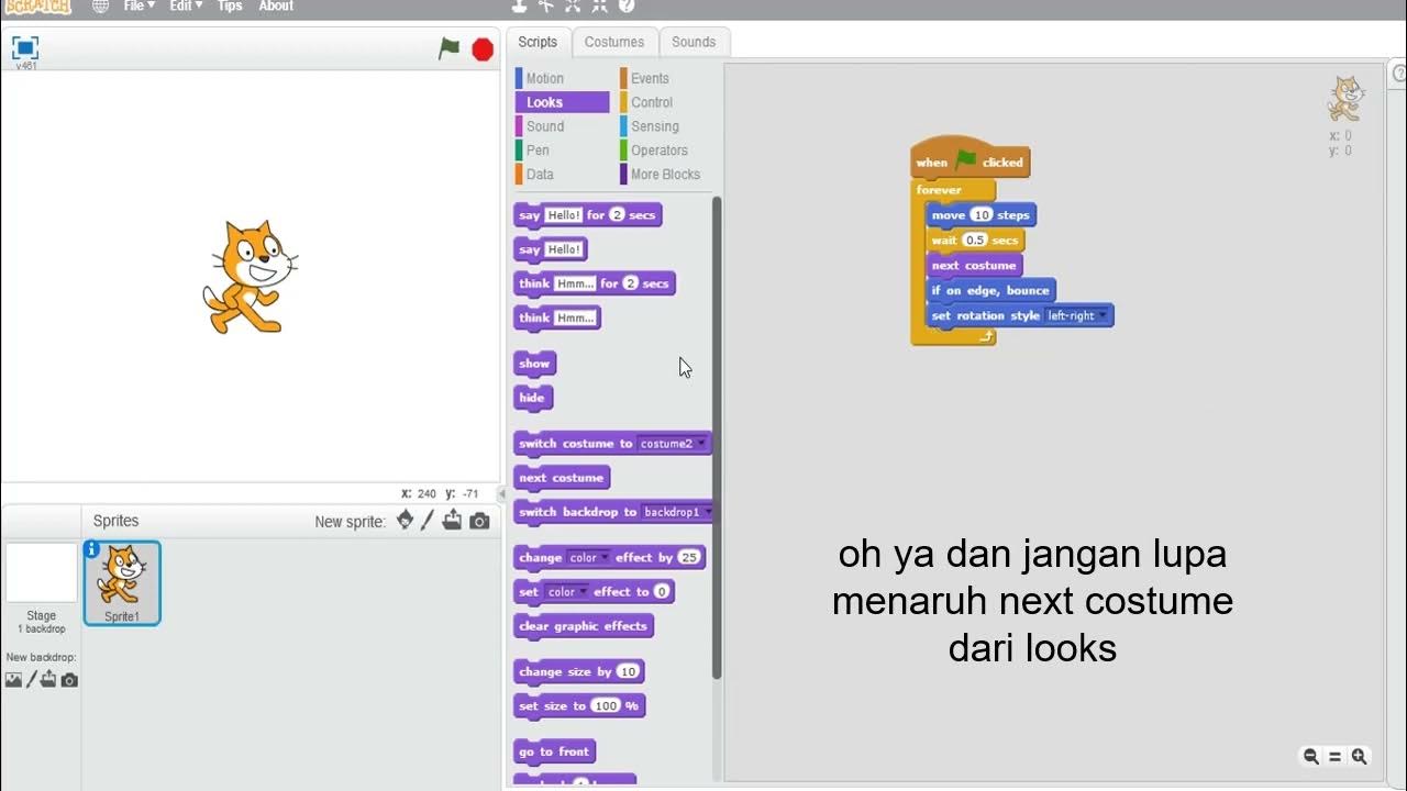 Tutorial Scratch bagi pemula || Cara membuat karakter berjalan|| - YouTube