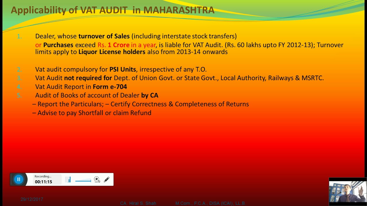 "Audit Report under MVAT Act" by CA Hiral Shah at GSTPAM 32nd Batch of ...