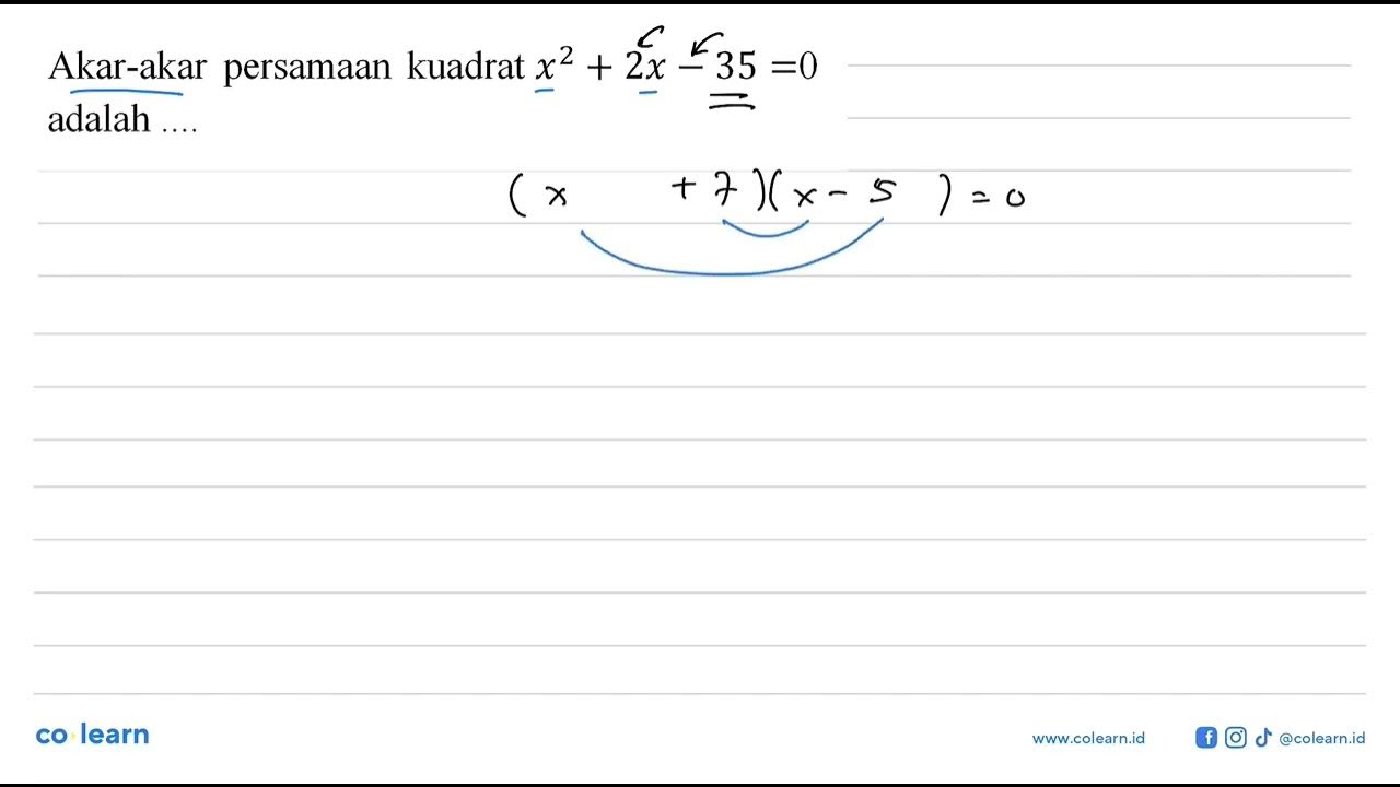 akar-akar-persamaan-kuadrat-x-2-2x-35-0-adalah-youtube