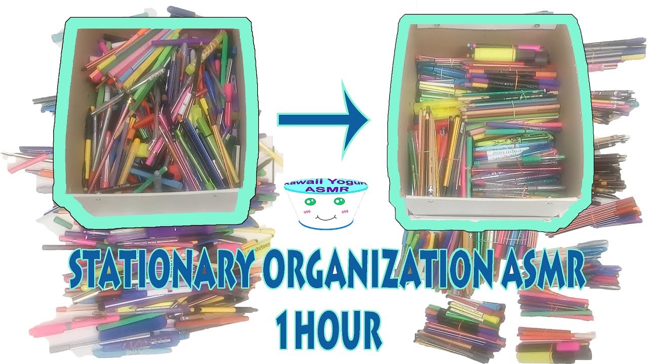Stationary Organization ASMR | No Talking | Organising | Tidying ...