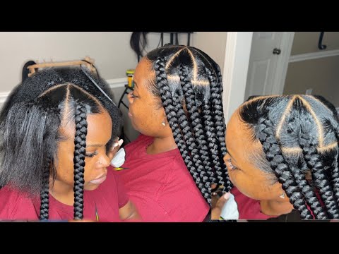 HOW TO: Jumbo Knotless Braids | Janet Collection - YouTube