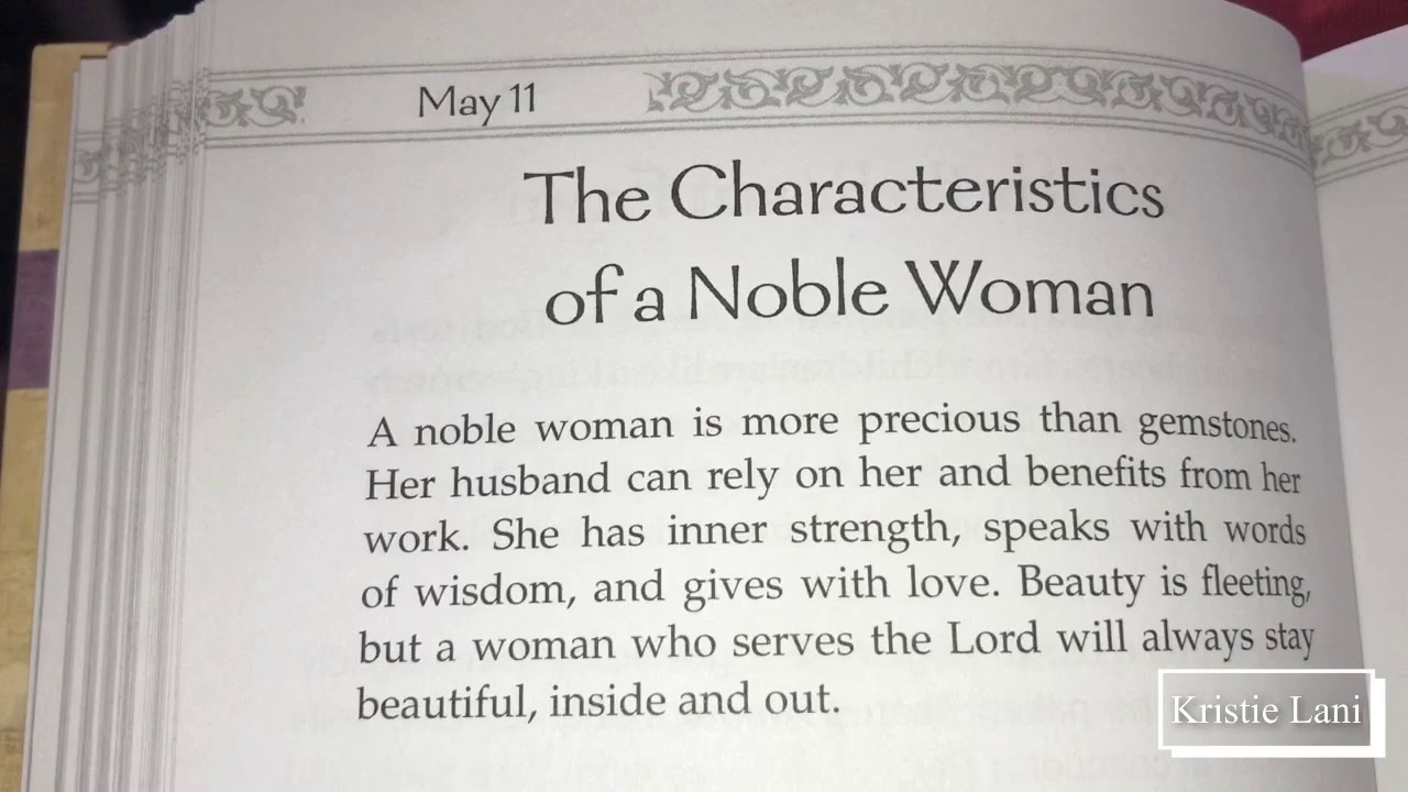 Daily Devotional May 11-The Characteristics of a Noble Women - YouTube