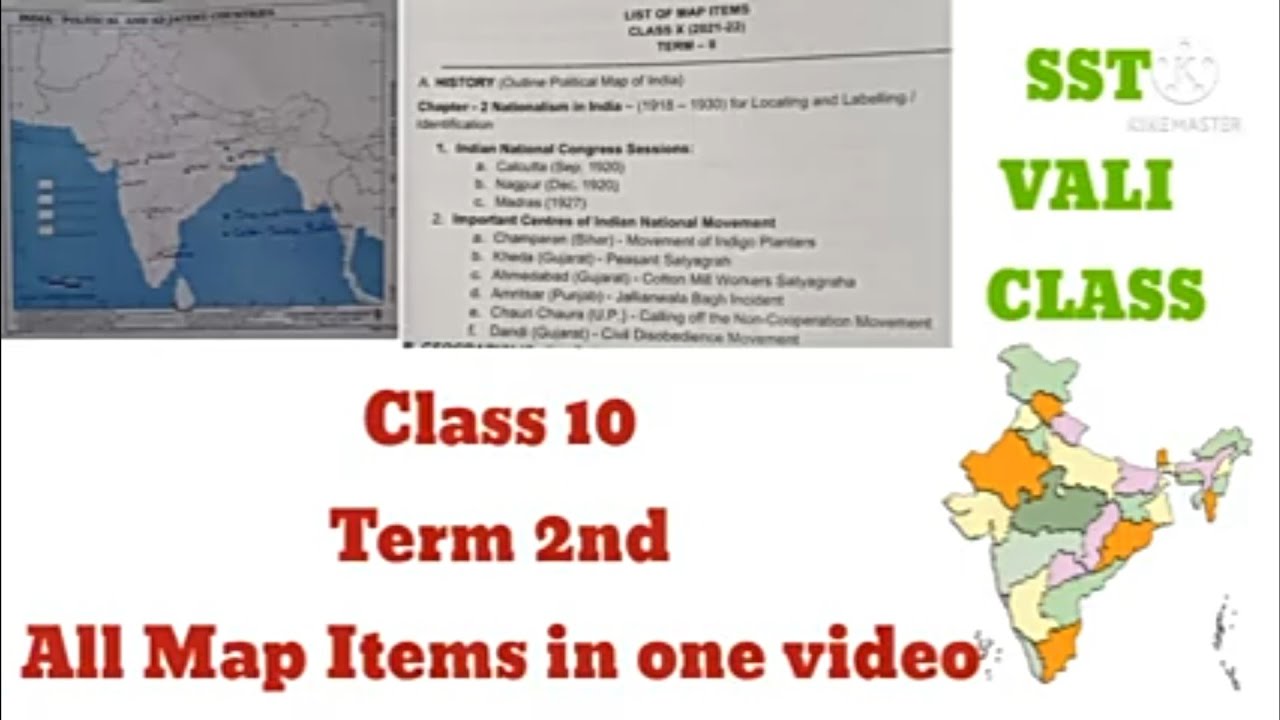 CLASS 10 | Map work of TERM 2nd| All Map Items in One Video(History ...