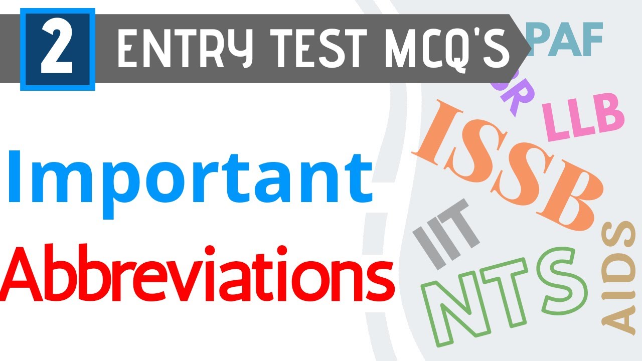 Important Abbreviations For Entrance Exams | Part 2 | Abbreviation MCQ ...